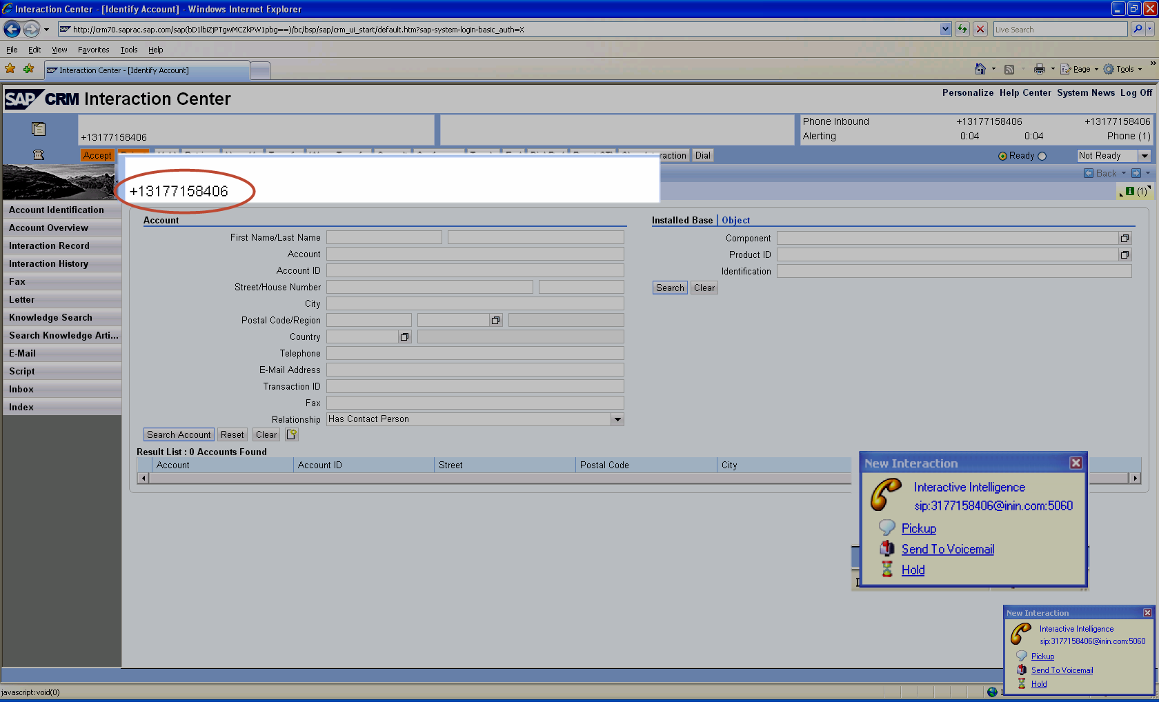 SAP CRM Integration Technical Reference - Screen pop