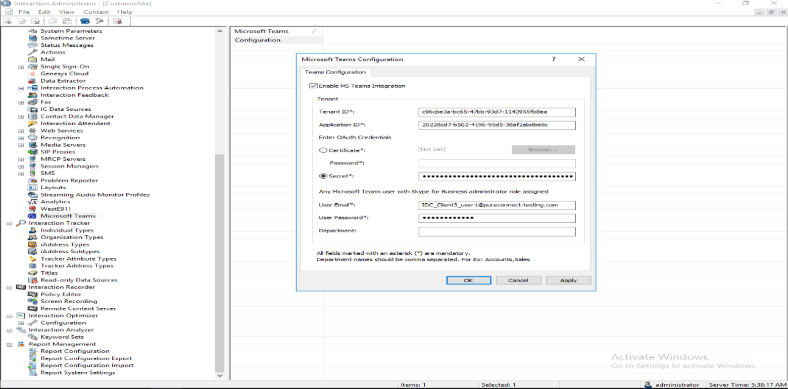 Interaction Connect Help - MS Teams as Login Station