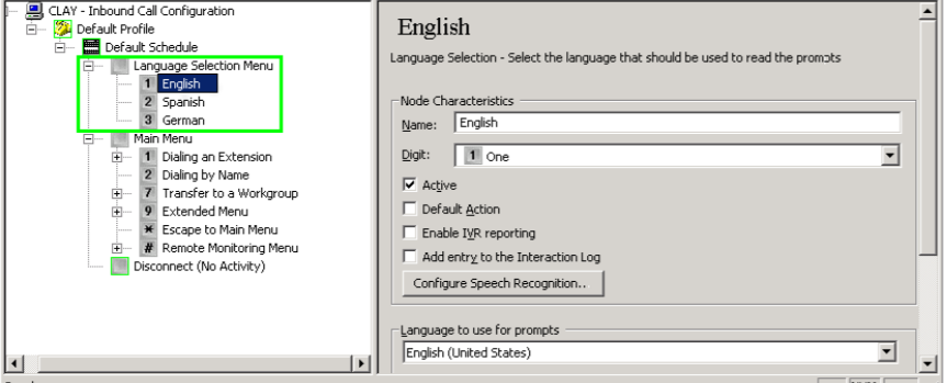 Interaction Attendant Help - Language Selection