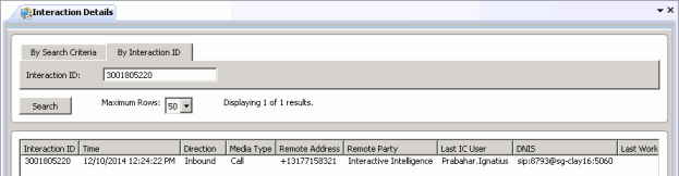 Interaction Supervisor Help - Interaction Details view