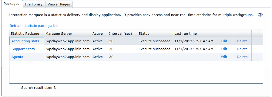 Interaction Marquee - Using the Packages Tab