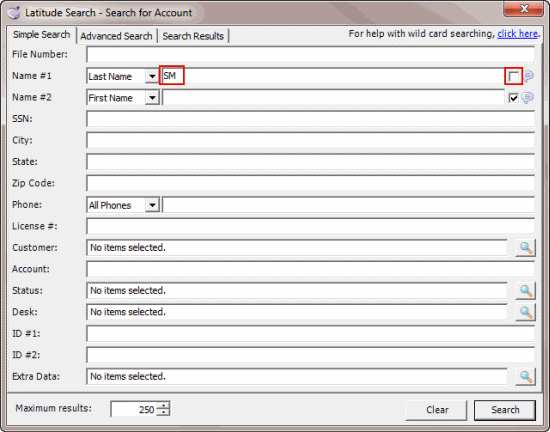 Latitude Help Wildcard Search
