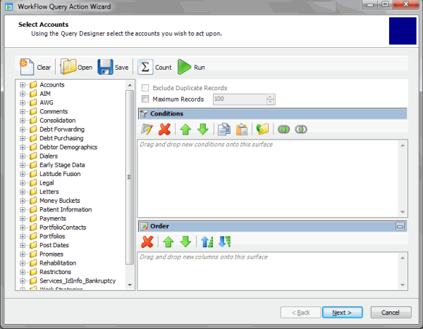Latitude WorkFlow Designer Help - Add a Condition to a Query