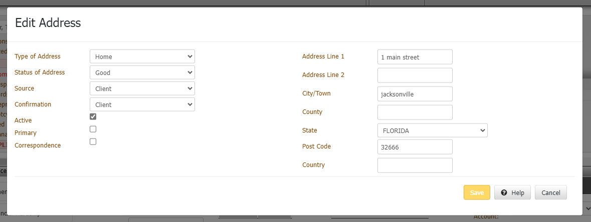Latitude Help - Modify an Address to an Account