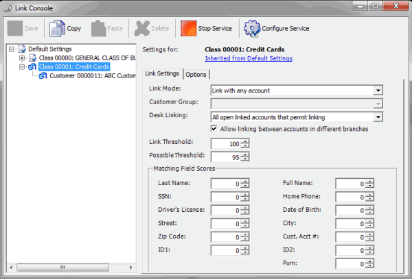 Link Console Help - Specify Link Settings for a Customer or Class of ...