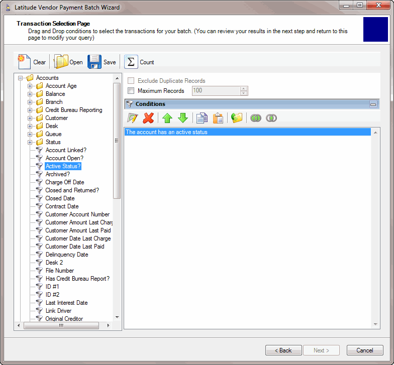 Vendor Payment Batch Wizard - Create a Filter