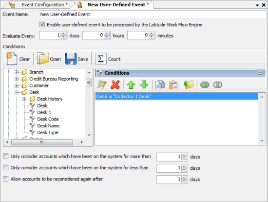 Latitude WorkFlow Designer Help - Create a User-defined Event Condition