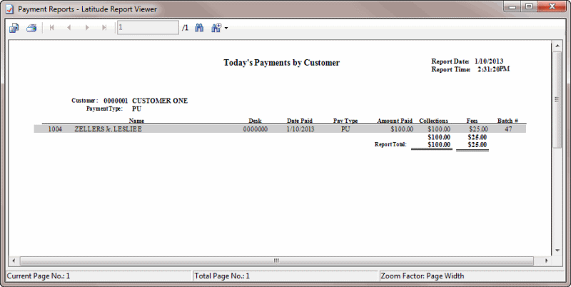Latitude Help - Generate a Today's Payments by Customer Report