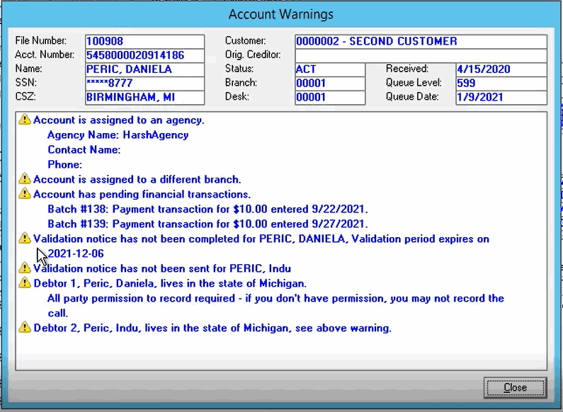 Latitude Help - View Account Warnings