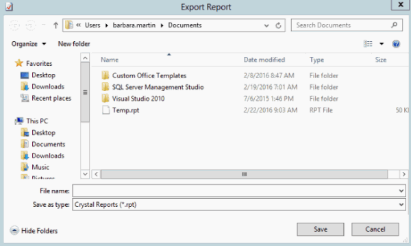 Reporting Console - Export a Report to a File