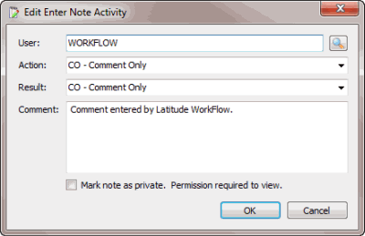 Latitude WorkFlow Designer Help - Enter Note