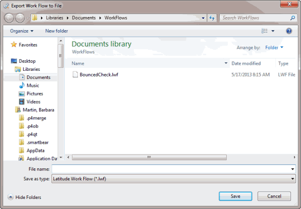 Latitude WorkFlow Designer Help - Export a Workflow to a File
