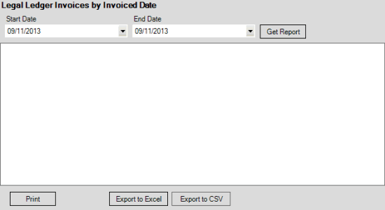 AIM Help - Generate a Legal Ledger Invoices by Invoiced Date Report