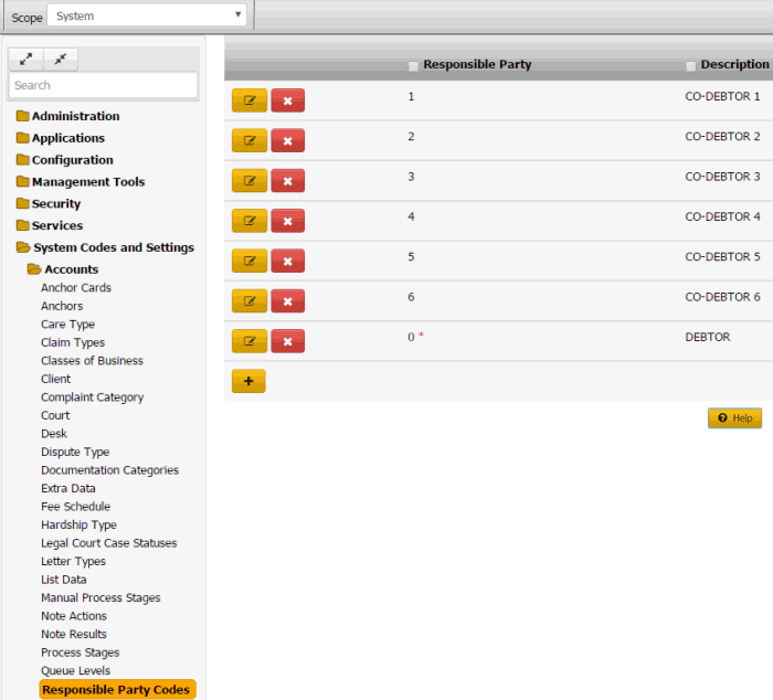 Latitude Help - Modify a Responsible Party Code