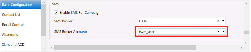 Interaction Dialer Manager Help - SMS Settings