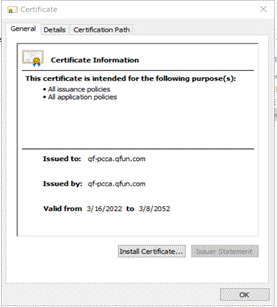 sso_sa_and_certificate_improvements - Importing the Off Host Server Signed Certificate and Root ...