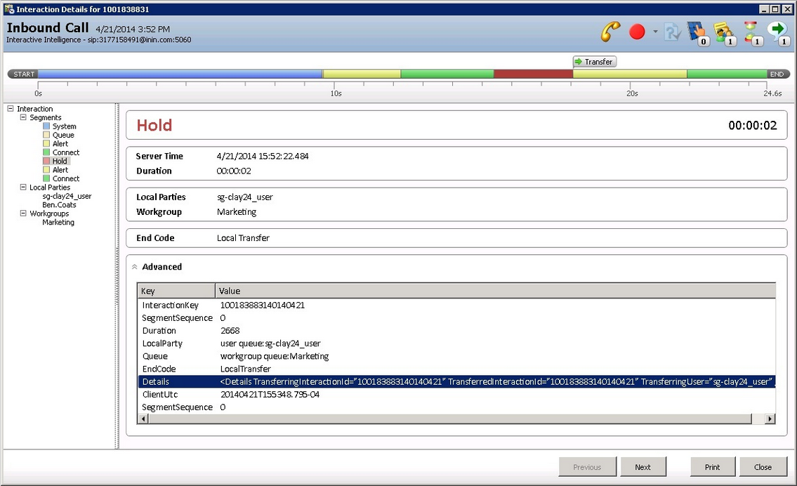 Tracker Interaction Segments Technical Reference Blind Transfer An