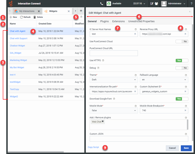 Interaction Connect Help Widgets View