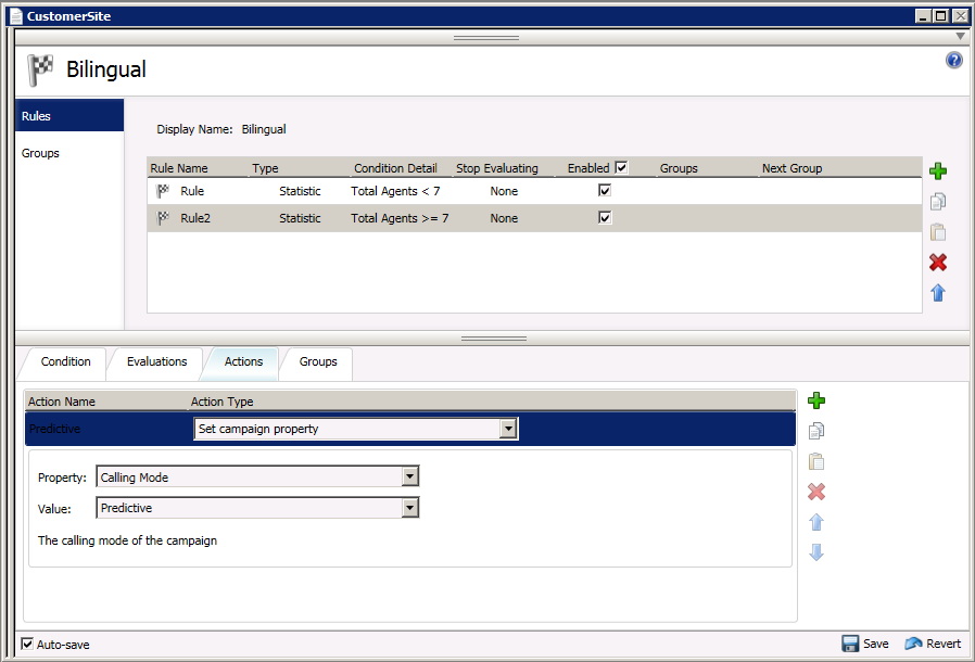 Interaction Dialer Manager Help - Add Rule Sets to a Campaign Group