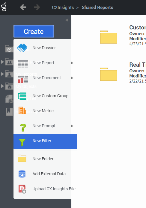 Pureconnect Cx Insights Help Create Filters
