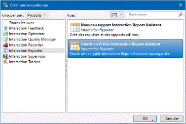 Aide d'Interaction Report Assistant - Ouvrir un fichier de rapport sauvegardé
