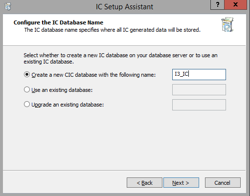Pureconnect Installation And Configuration Guide Configure The Cic Database Name