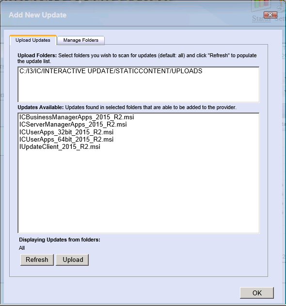 Interactive Update Technical Reference - Add new updates (manual)