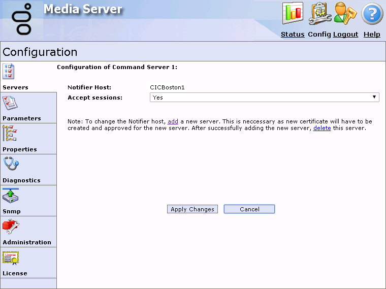 Interaction Media Server Technical Reference Interaction Media Server Config Servers Page