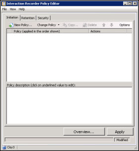 Interaction Recorder Technical Reference - Start Policy Editor
