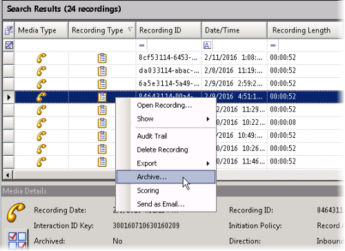 Interaction Recorder Technical Reference Manually Archiving Recordings
