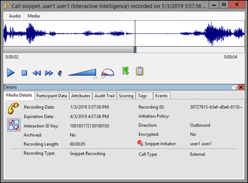 Interaction Recorder Technical Reference - Playback a Snippet Recording