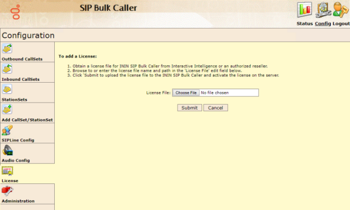 Sip Bulk Caller Technical Reference Applying The License