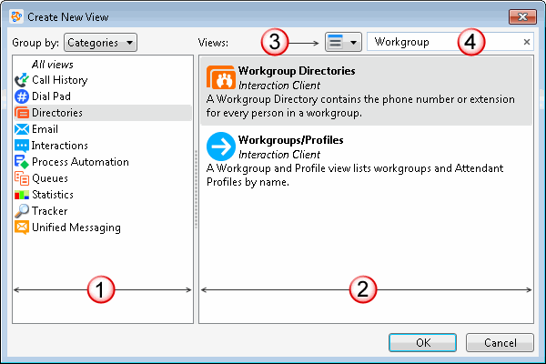 Interaction Desktop Help - Create New View Dialog Box