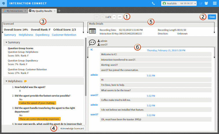 Interaction Connect Help - Chat Scorecard