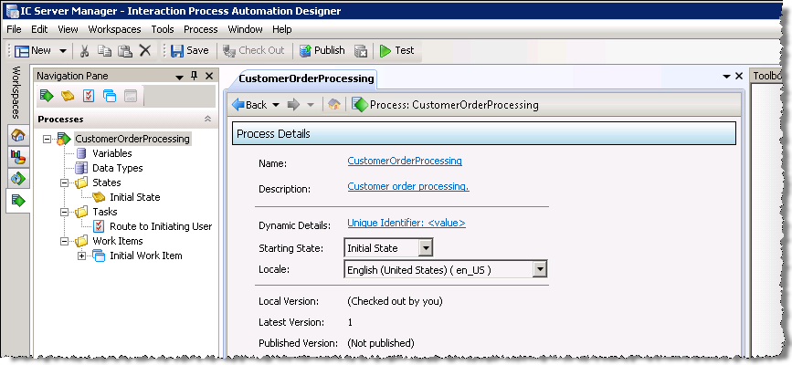 Interaction Process Automation Designer Help - Creating a Process
