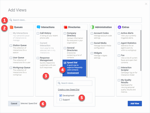 Interaction Connect Help - Add View Dialog Box