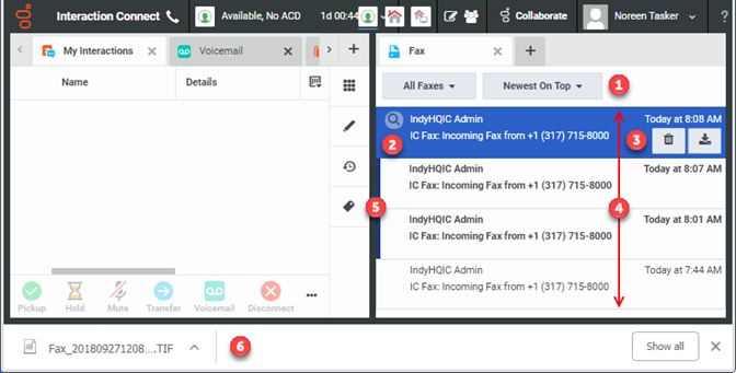 Interaction Connect Help - Use the Fax View