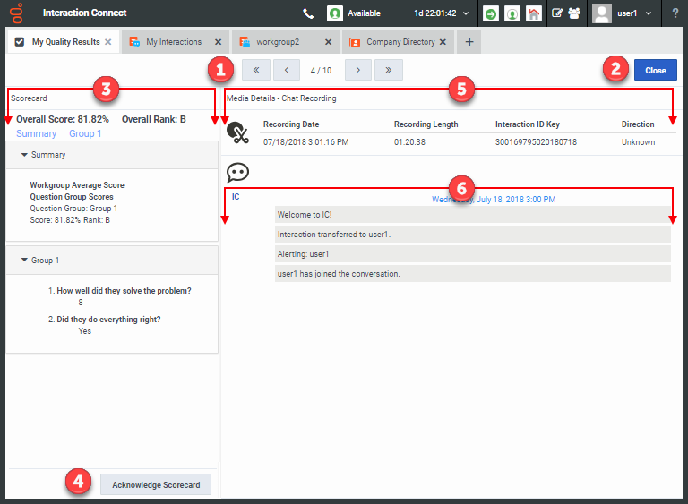 Interaction Connect Help - Chat Scorecard