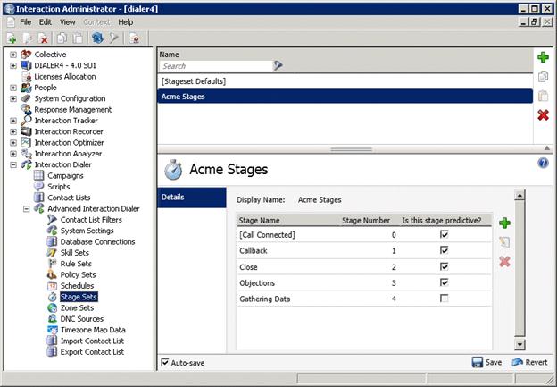 Interaction Dialer Manager Help - Stages are defined by Stage Sets