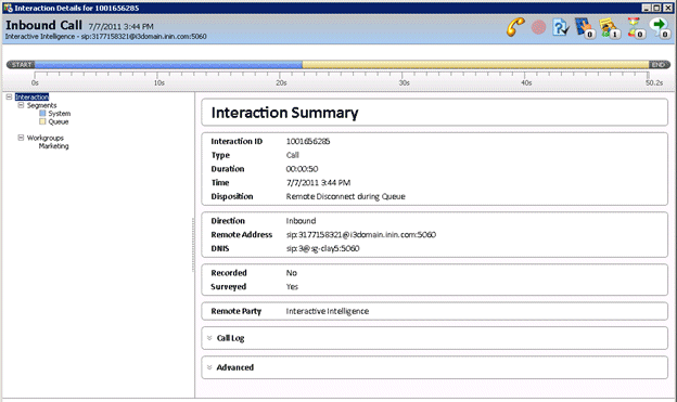 Interaction Tracker Help - Single Party Interaction Example