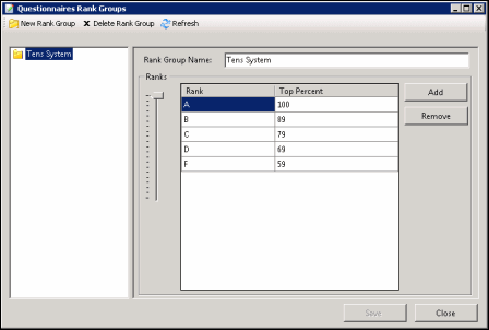 Interaction Quality Manager Help - Manage Questionnaire Rankings