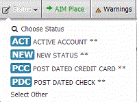 Latitude Help - Select a Quick-pick Account Status
